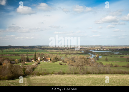 View of Little Wittenham from the Wittenham Clumps, Oxfordshire Stock ...