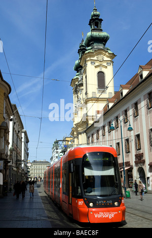 Austria, Linz, Landstrasse and the Ursuline baroque church (1736-1772 Stock Photo - Alamy