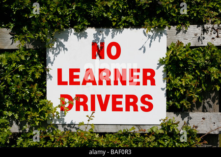 UK sign saying "No Learner Drivers Stock Photo - Alamy