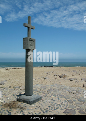 Stone Portuguese cross at Cape Cross, Namibia. The original cross was ...