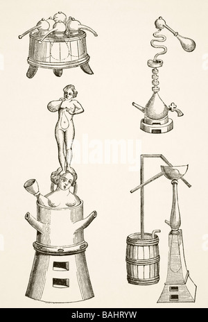 Furnaces as used by chemists and alchemists in Middle Ages Stock Photo ...
