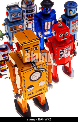 Close up of vintage tin wind up toy robot Stock Photo - Alamy