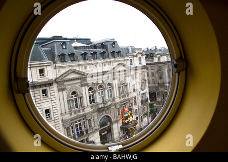 Circle Window View Looking Outside of a Ferry Boat of a the Blue Waves ...