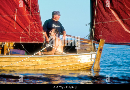 Sailing a Beer lugger boat Devon England UK Europe Stock Photo - Alamy