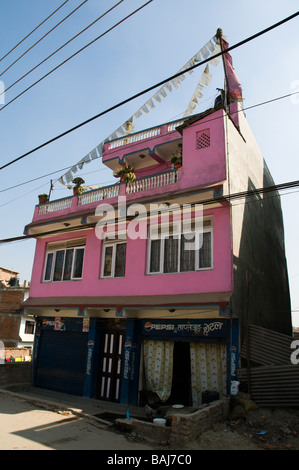Nepal, Kathmandu. Typical House Construction, Central Kathmandu Stock ...