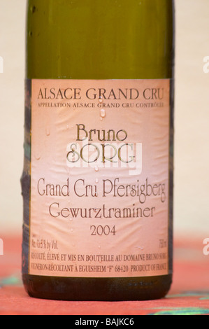 Alsace Grand Cru Pfersigberg Gewurztraminer wine bottle label closeup Stock Photo - Alamy