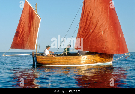 Sailing a Beer lugger boat Devon England UK Europe Stock Photo - Alamy