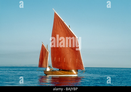 Sailing a Beer lugger boat Devon England UK Europe Stock Photo - Alamy
