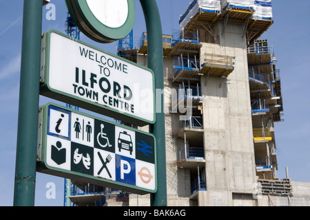 wecome to ilford town centre signpost Pioneer point under construction ...