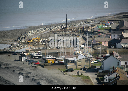 View of Aberaeron Beach and sea defences from the Aberaeron to New Quay ...