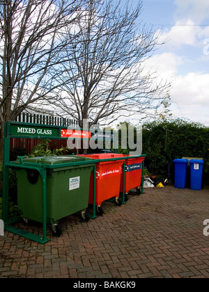 Various Items Recycling Drop off Point for Glass and Paper Stock Photo ...