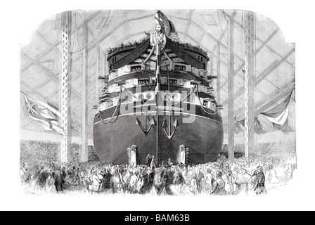 Launch of HMS 'Royal Albert', Woolwich Royal Dockyard, Kent, 1854 ...