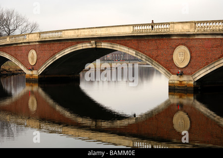 The John W. Weeks Bridge, a pedestrian bridge over the Charles River ...