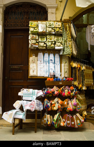 Shops selling handicrafts in old town Rethymno Crete Greece Europe ...