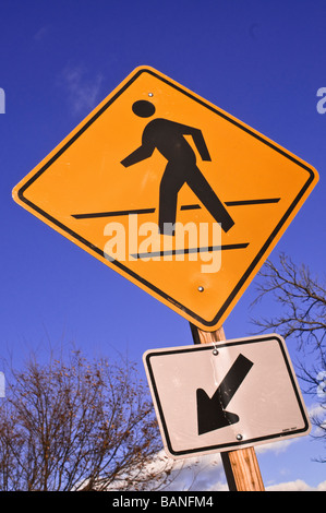 Pedestrian crossing sign board. Crosswalk pictogram sign on the traffic ...