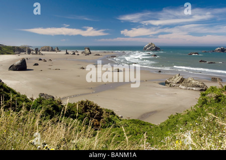 Bandon Beach sea stacks in the late afternoon fog, Bandon, Oregon, USA ...