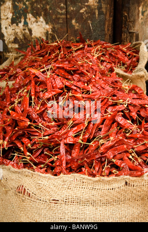SACK OF DRIED RED CHILLIES Stock Photo - Alamy