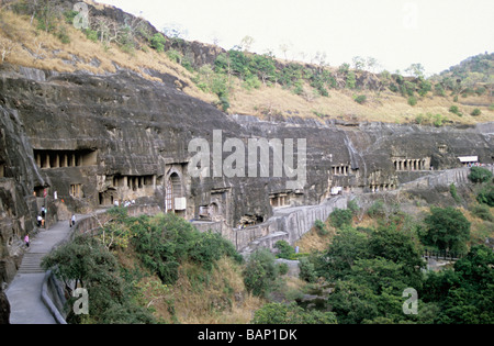 View of Ajanta Caves, UNESCO World Heritage Site, Maharashtra, India ...