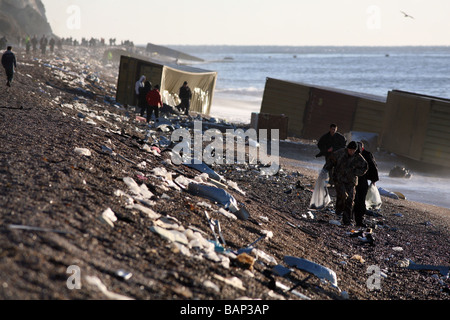 Containers washed up after the MSC Napoli cargo ship was grounded off ...