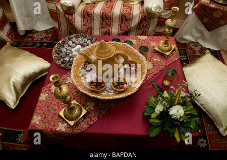 Decorated sweets served during the Mimunah Jewish Morrocan festival ...