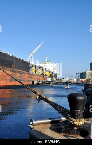 Oil tankers moored an oil terminal in the Port of Rotterdam Stock Photo ...