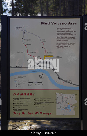 Mud Volcano area map. Yellowstone National Park , Wyoming , USA Stock ...