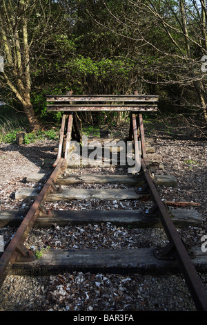 buffer stop at the end of a disused railway track, selected focus Stock ...