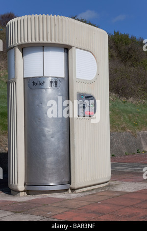 Coin operated unisex public toilet cubicle in Prague Czech Republic ...