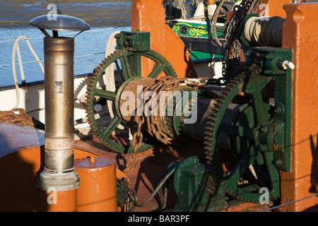 winch on a Thames sailing barge Stock Photo - Alamy
