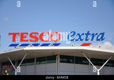 Tesco Extra supermarket sign Stock Photo - Alamy