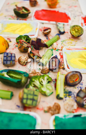 Vegetable printing for children Stock Photo - Alamy