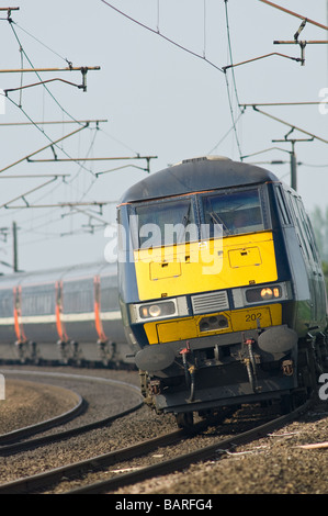 Pantograph on an Intercity 225 electric railway locomotive, UK Stock ...