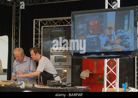 Matthew Fort giving food cooking demonstration audience member. Tom ...