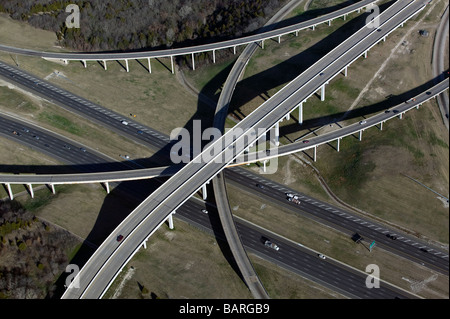 aerial above Dallas Texas interchange on west side of city Stock Photo ...