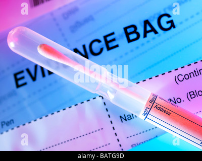 DNA sample swab collected from crime scene for genetic testing in ...