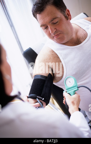 female doctor measuring patient blood pressure with medical device ...