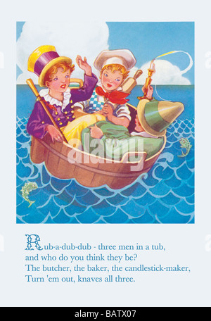 Rub a Dub Dub - Three Men in a Tub - Nursery Rhyme Stock Photo - Alamy