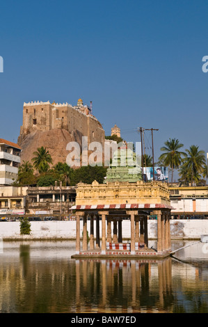 Rock fort temple with tank ; Trichy Tiruchchirappalli ; Tamil Nadu ...
