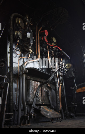 Steam locomotive controls and cab Stock Photo - Alamy