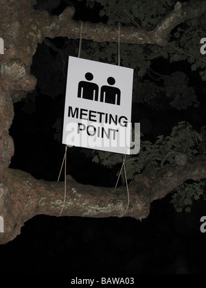 Meeting Point sign at outdoor event Stock Photo - Alamy