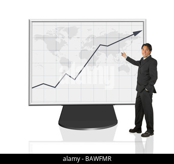 Businessman presenting growing graph Stock Photo - Alamy