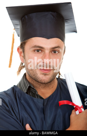 Happy Handsome Male Graduate in Cap and Gown Outside Stock Photo - Alamy