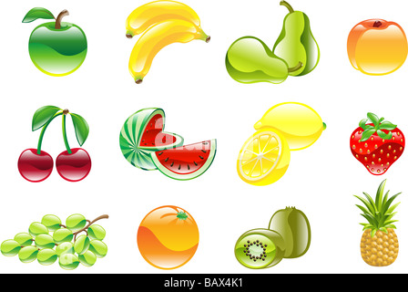 Illustration of shiny peach fruit icon clipart Stock Photo - Alamy