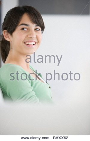Portrait of a teenage girl smirking Stock Photo: 13104323 - Alamy