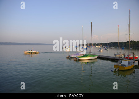 Beach in Utting on Lake Ammersee, Fuenfseenland, Upper Bavaria, Germany ...