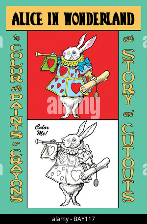 White Rabbit Late Alice in Wonderland colored Tenniel illustration ...