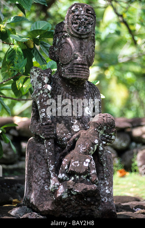 stone statue on the island of Nuku-Hiva in the Marquesas Stock Photo ...