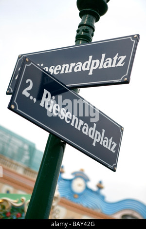 Road sign for Ferris wheel, Wiener Prater, Vienna, Austria Stock Photo ...