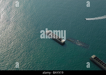 AERIAL VIEW. Mulberry artificial harbour. Arromanches-les-Bains ...