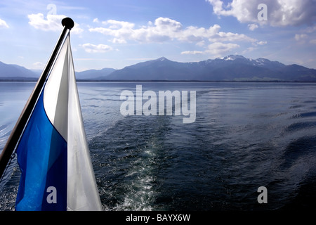 flag of Bavaria striped, Europe at cloudy sky background, panoramic ...